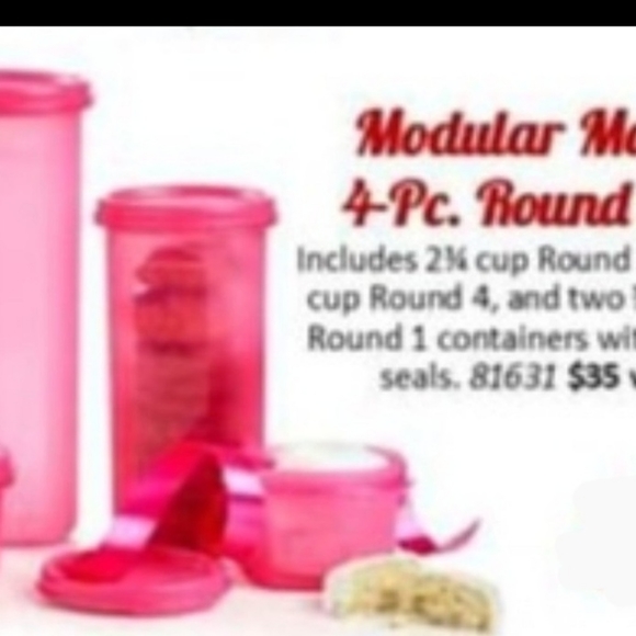 Tupperware | Kitchen | Tupperware Pink 3pc Modular Rounds | Poshmark